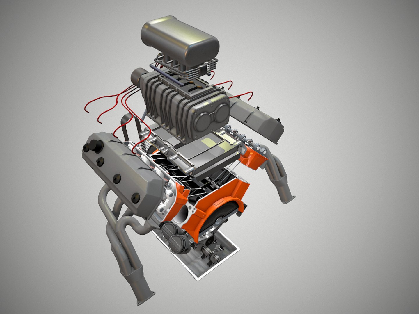 3d blown hemi engine model