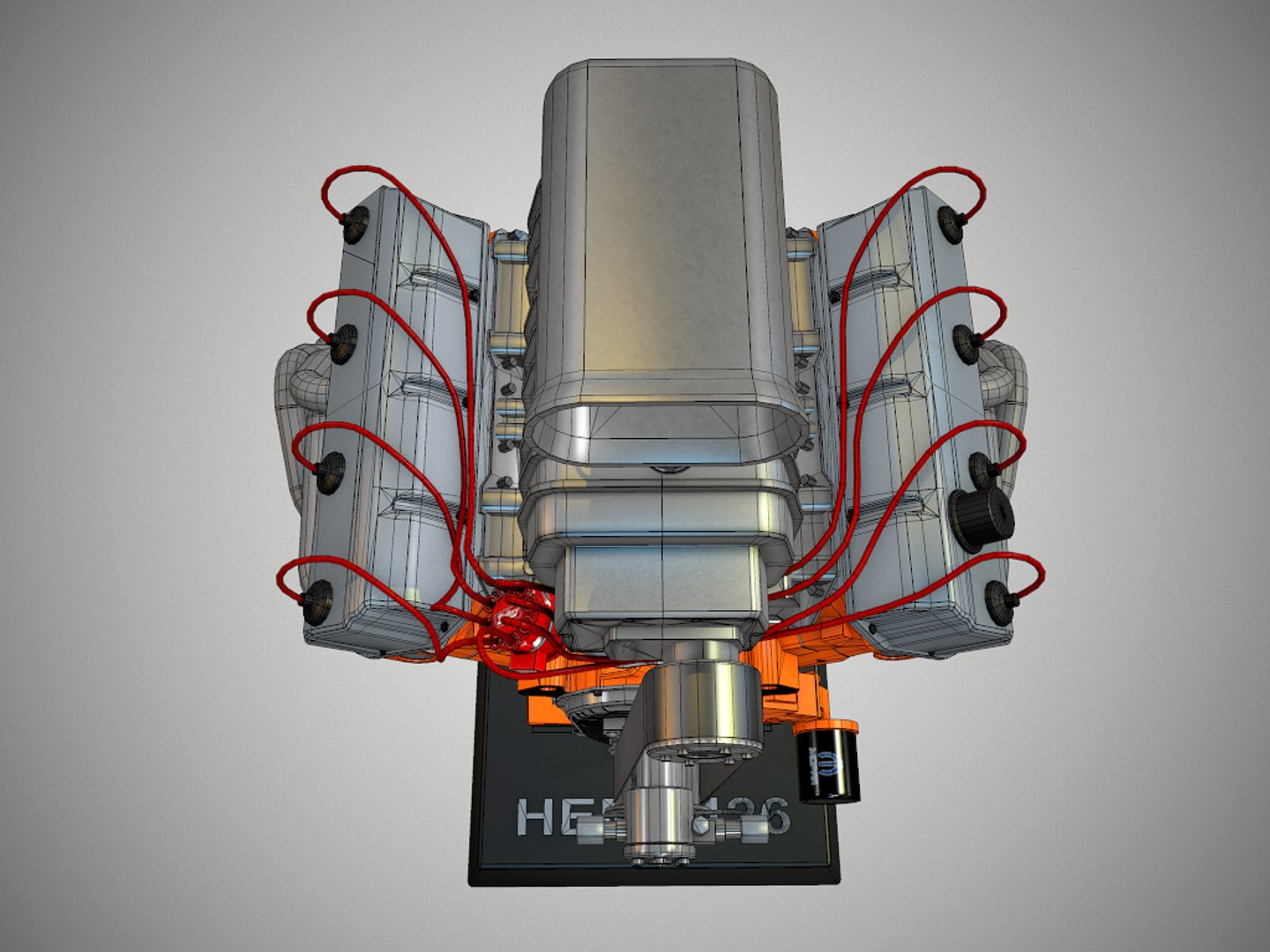 3d Blown Hemi Engine Model
