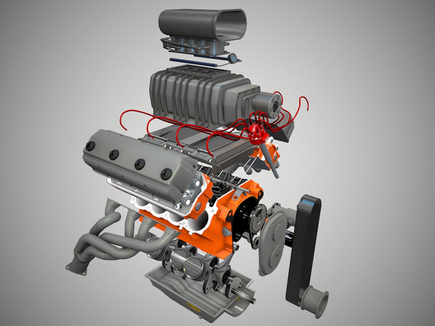 3d blown hemi engine model