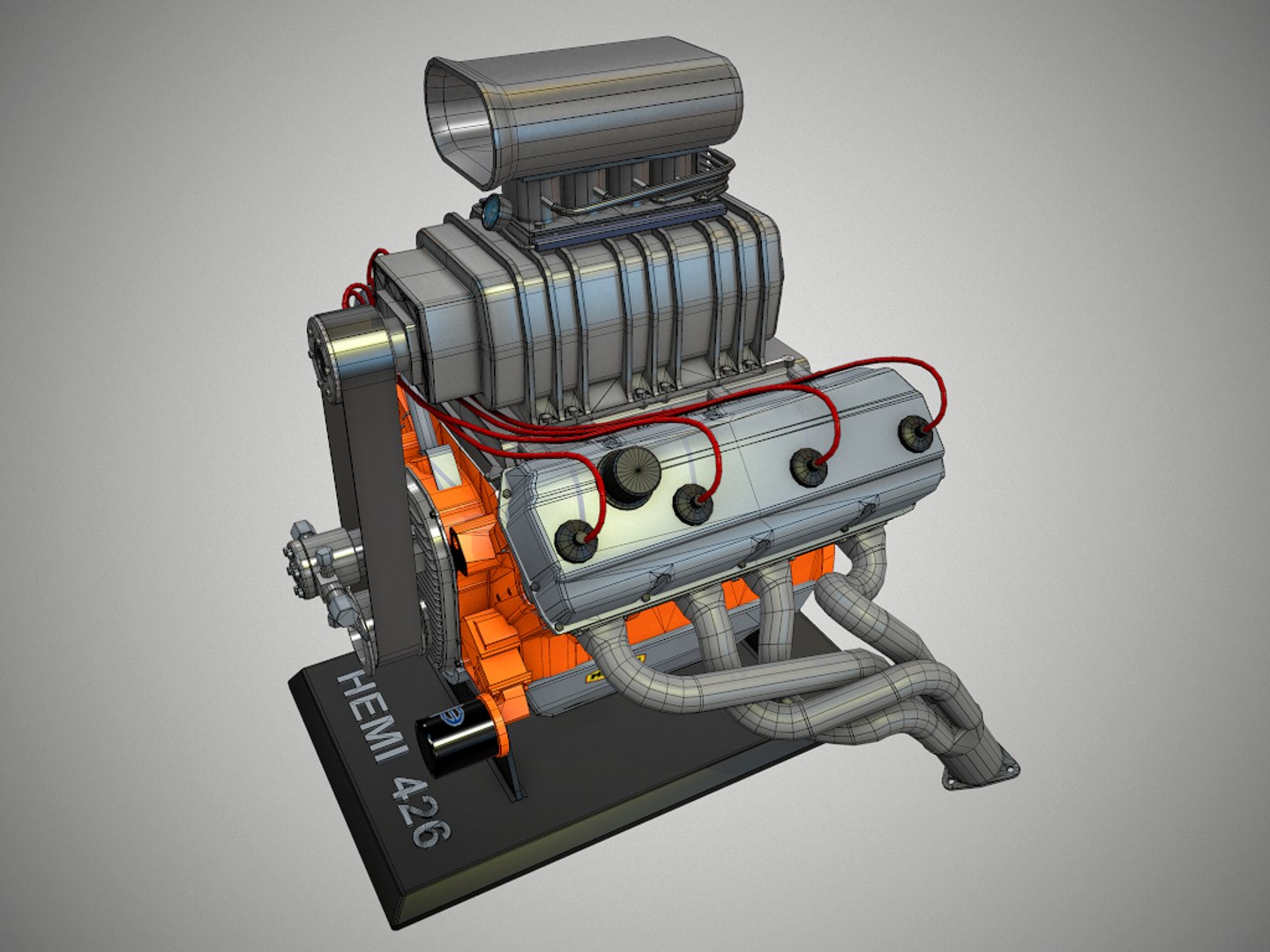 3d Blown Hemi Engine Model