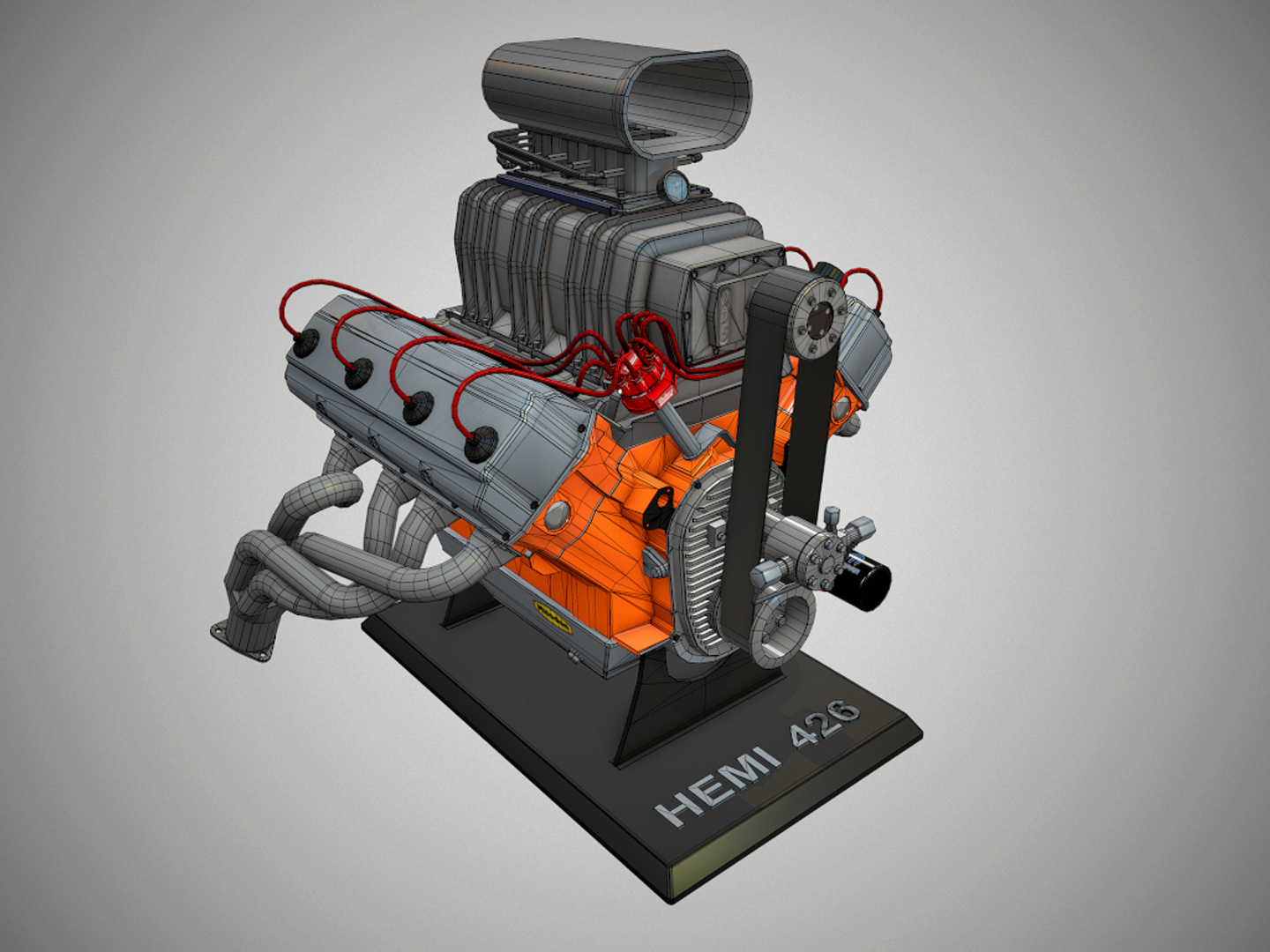 3d Blown Hemi Engine Model