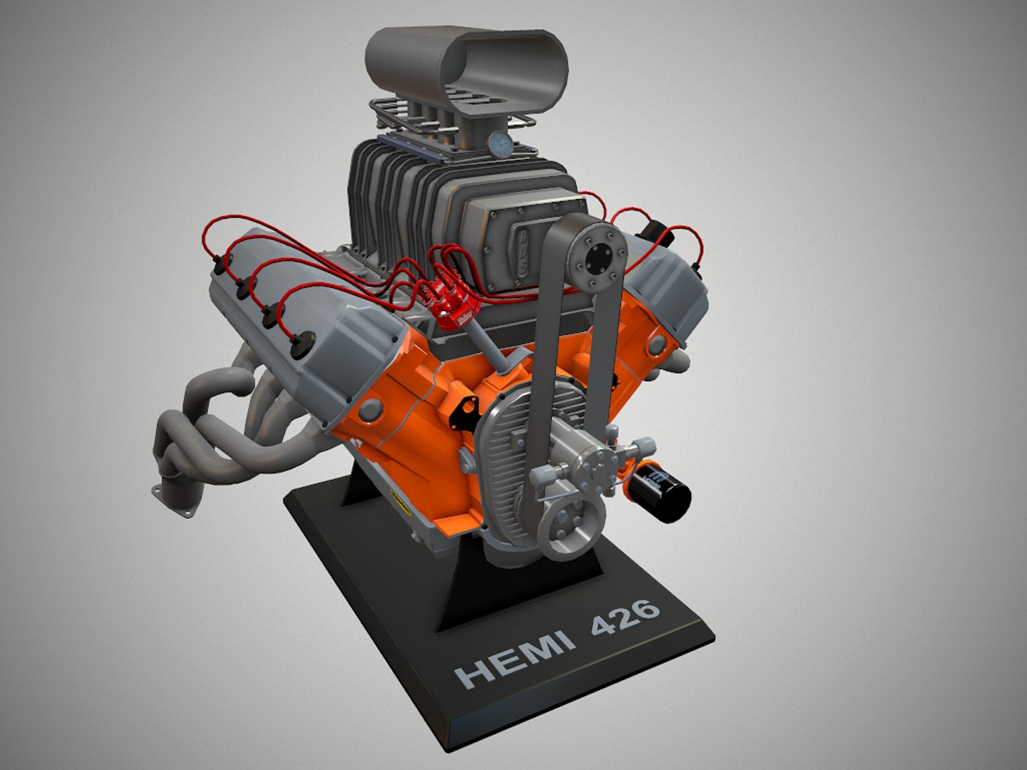 3d Blown Hemi Engine Model