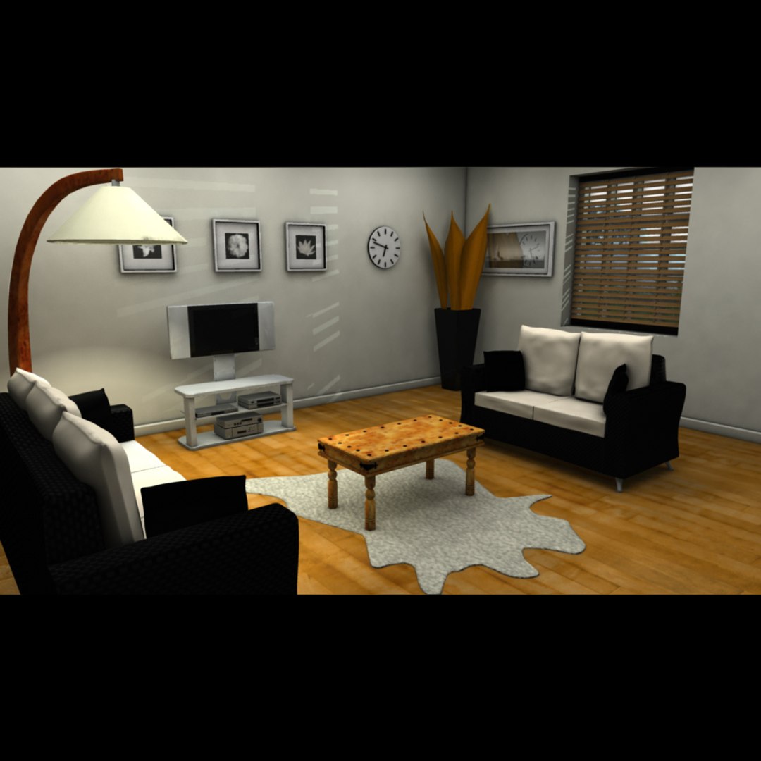 3d Modern Living Room Model