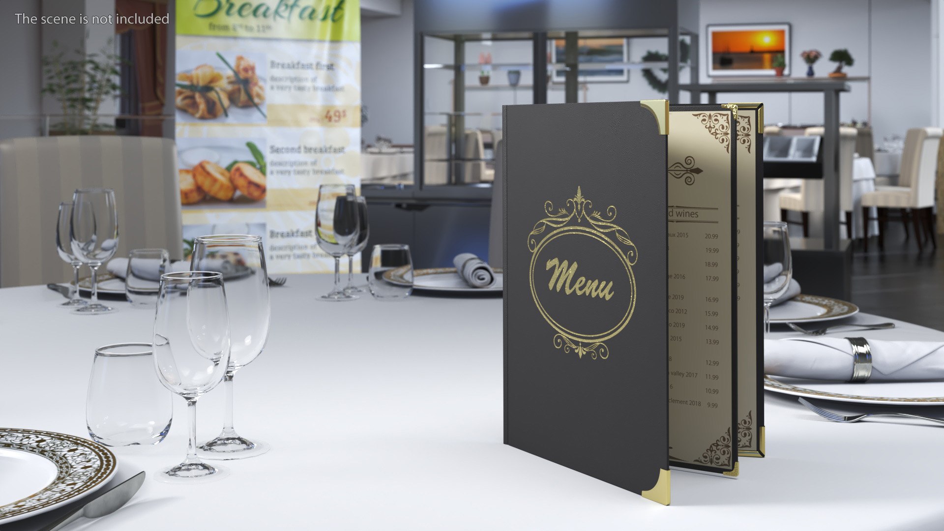 3D Model Hardcover Menu Binder Slightly Open - TurboSquid 2385138