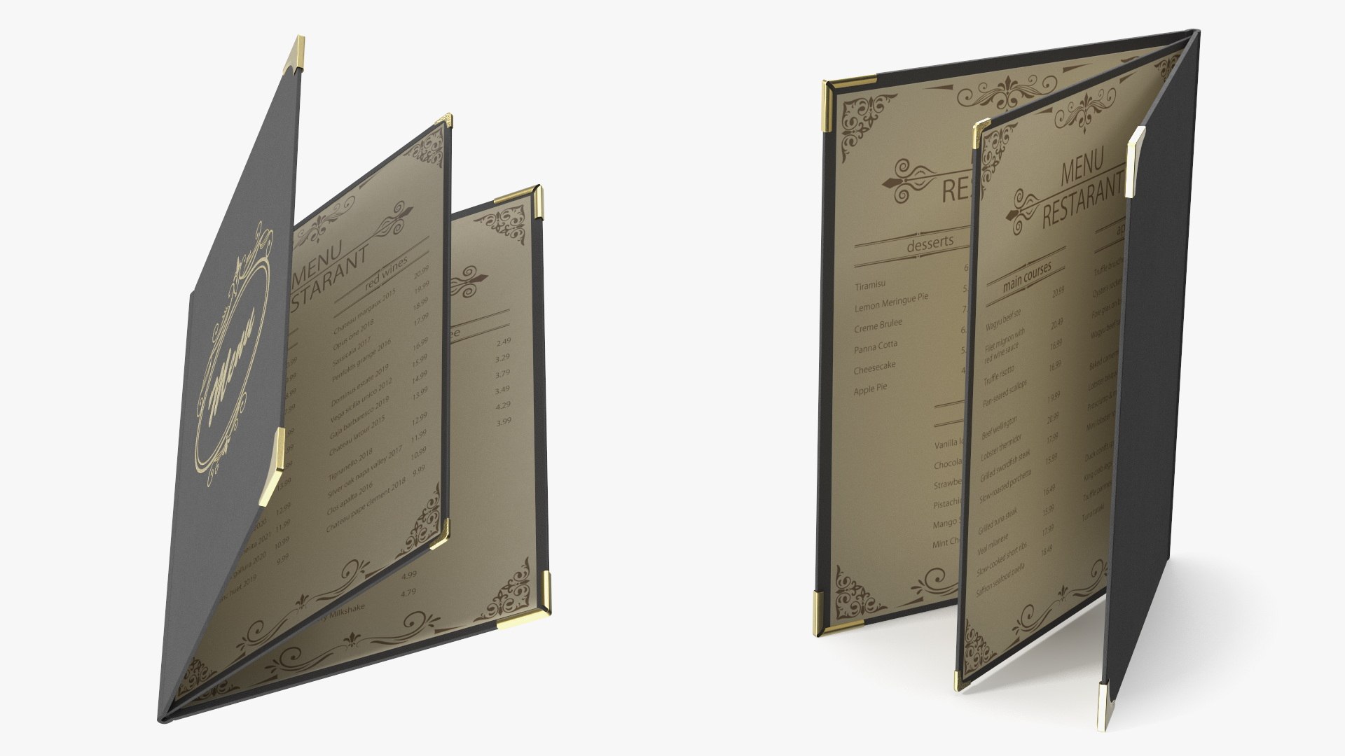 3D Model Hardcover Menu Binder Slightly Open - TurboSquid 2385138