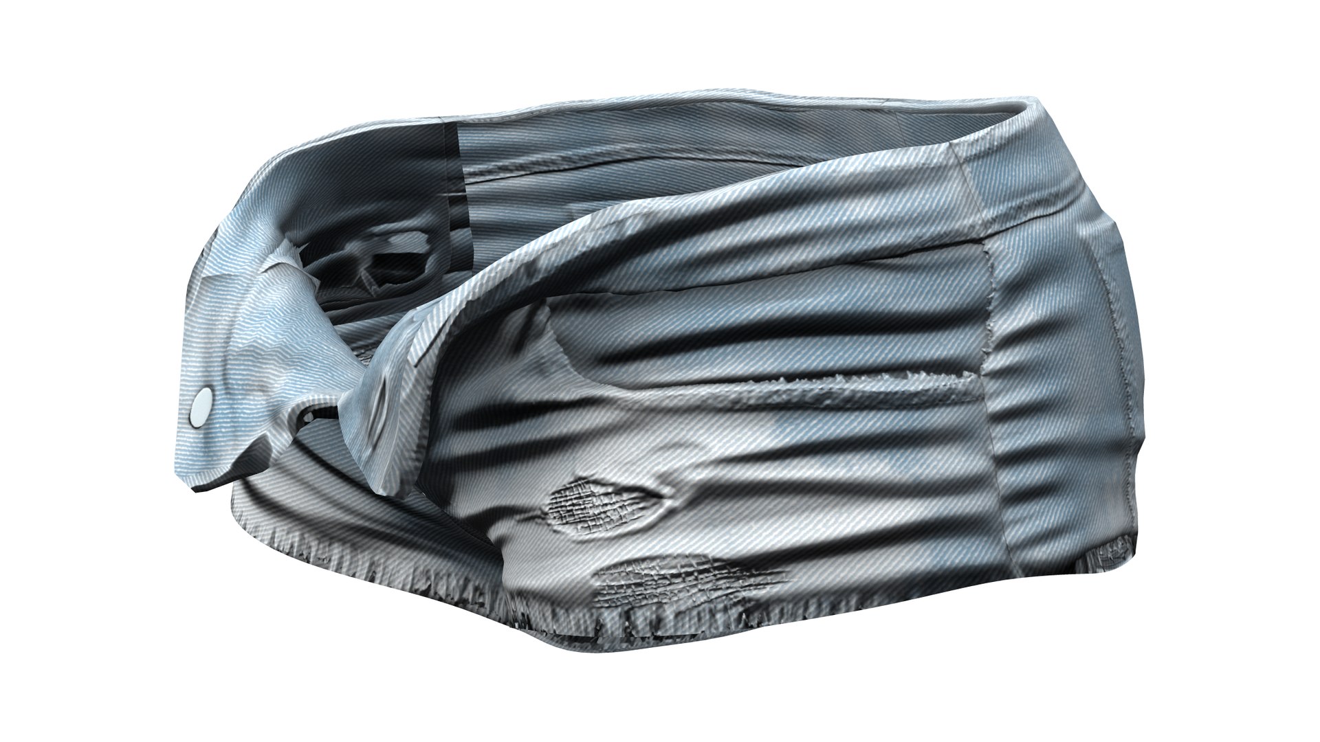 3D Open Front Unbuttoned Unzipped Micro Denim Shorts - TurboSquid 1962194