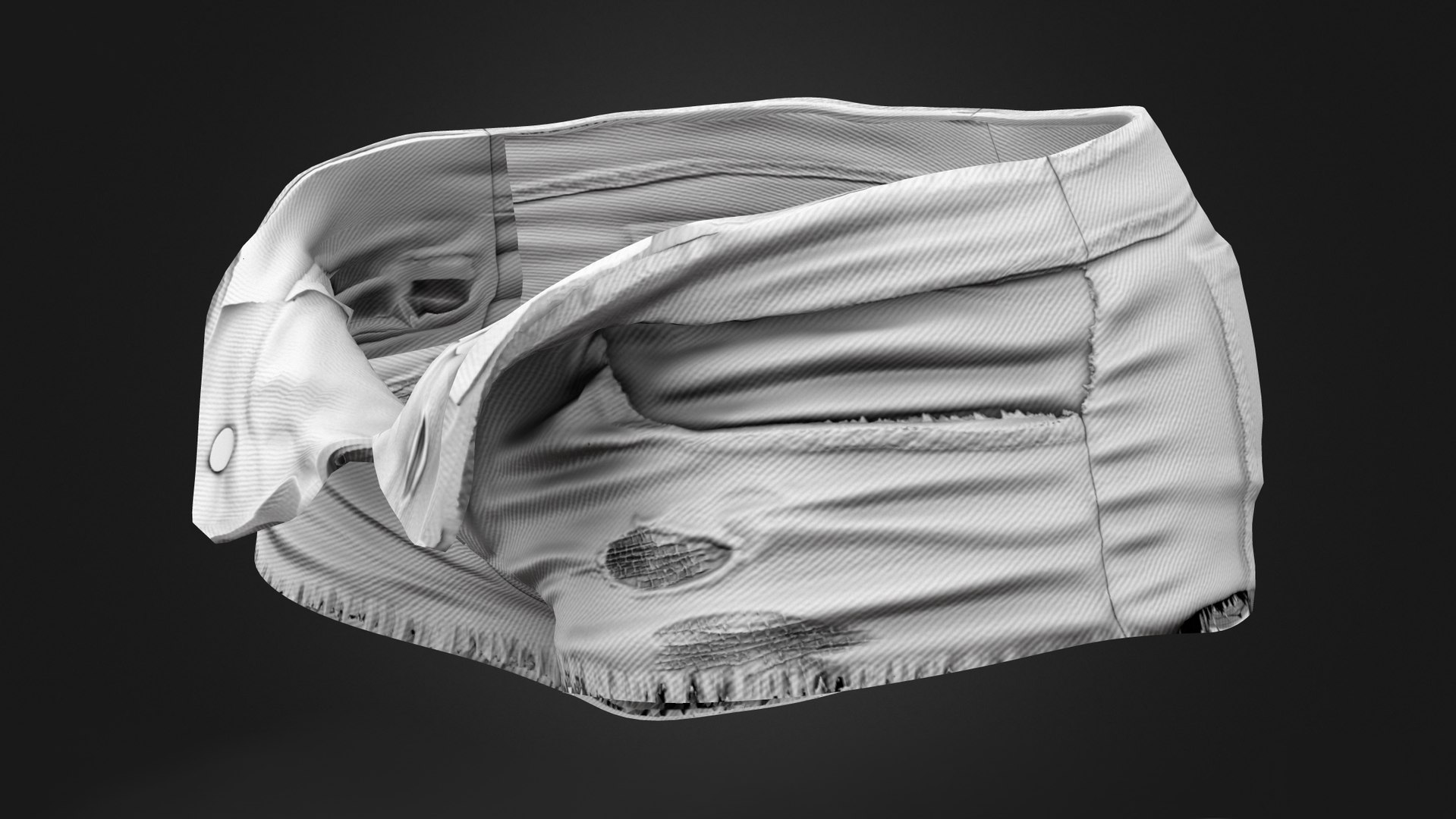 3D Open Front Unbuttoned Unzipped Micro Denim Shorts - TurboSquid 1962194