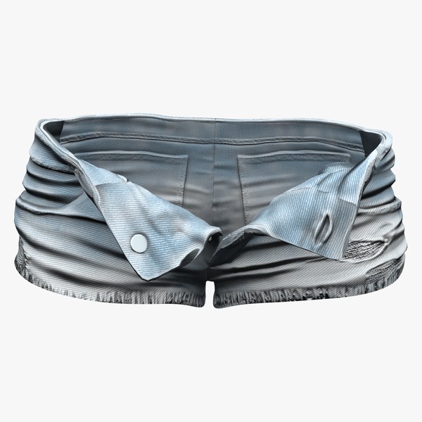 modelo 3d Open Front Unbuttoned Unzipped Micro Denim Shorts ...