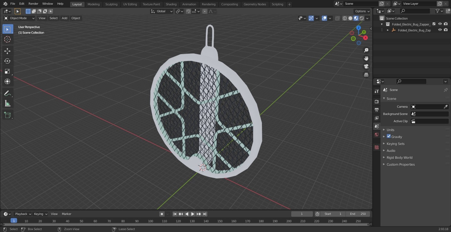 3D Model Folded Electric Bug Zapper Racket - TurboSquid 2166404