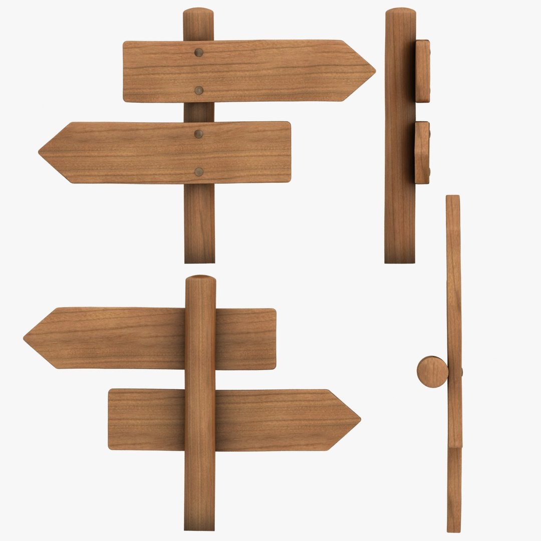 realistic wooden signboard set 3ds