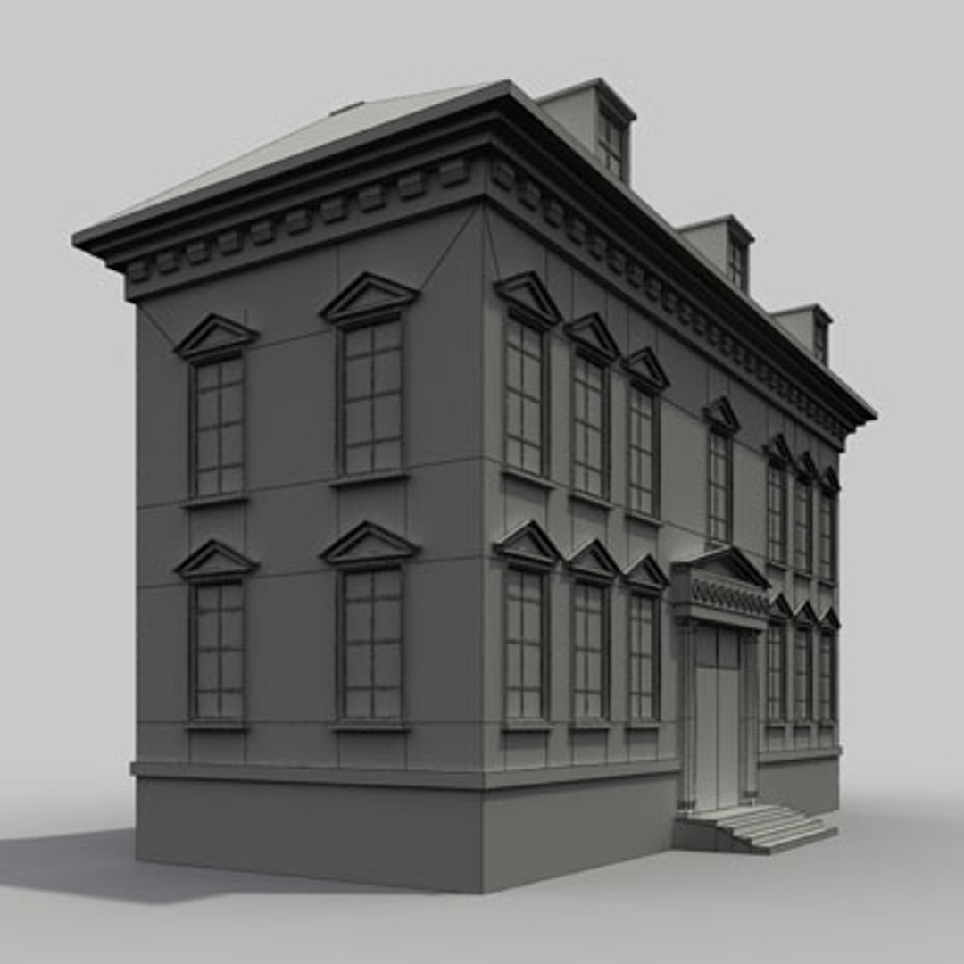small town house building 3d 3ds