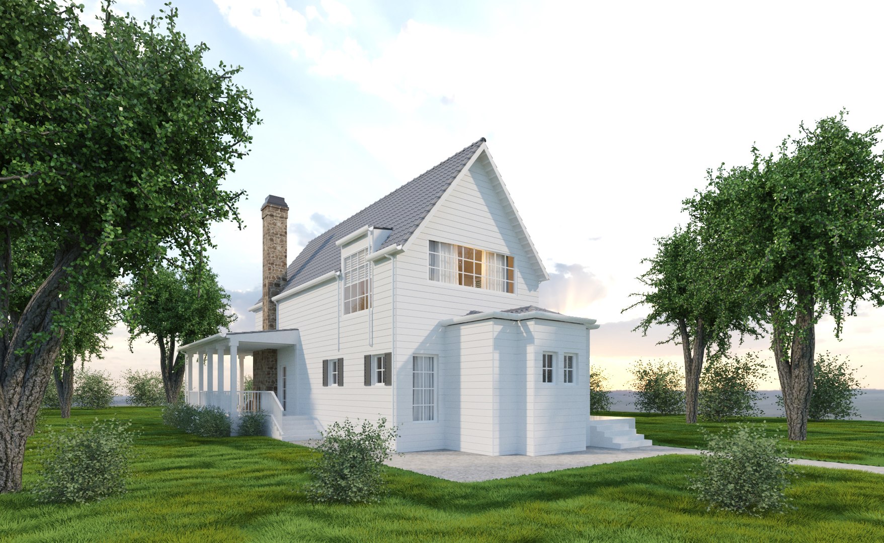 3D Farmhouse Cottage Exterior And Interior - TurboSquid 1755666