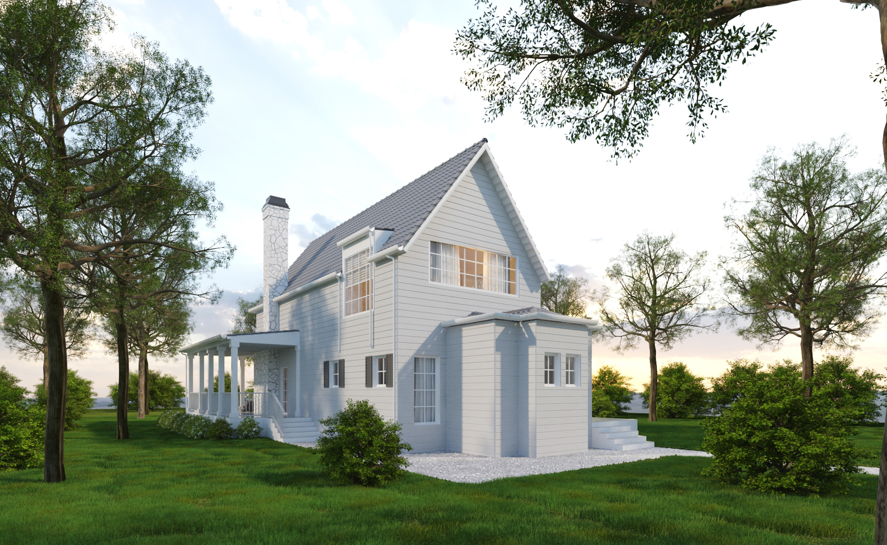 3D Farmhouse Cottage Exterior and Interior - TurboSquid 1755666
