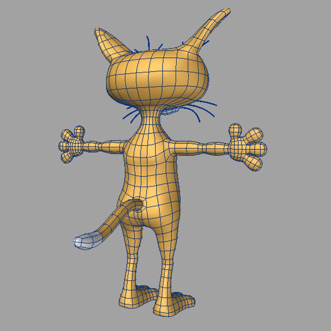 3d Simple Biped Cartoon Cat Model