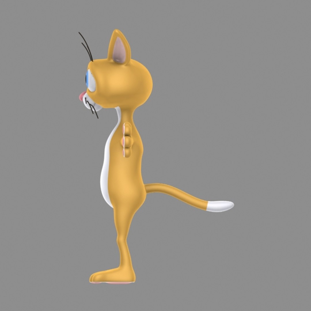 3d Simple Biped Cartoon Cat Model