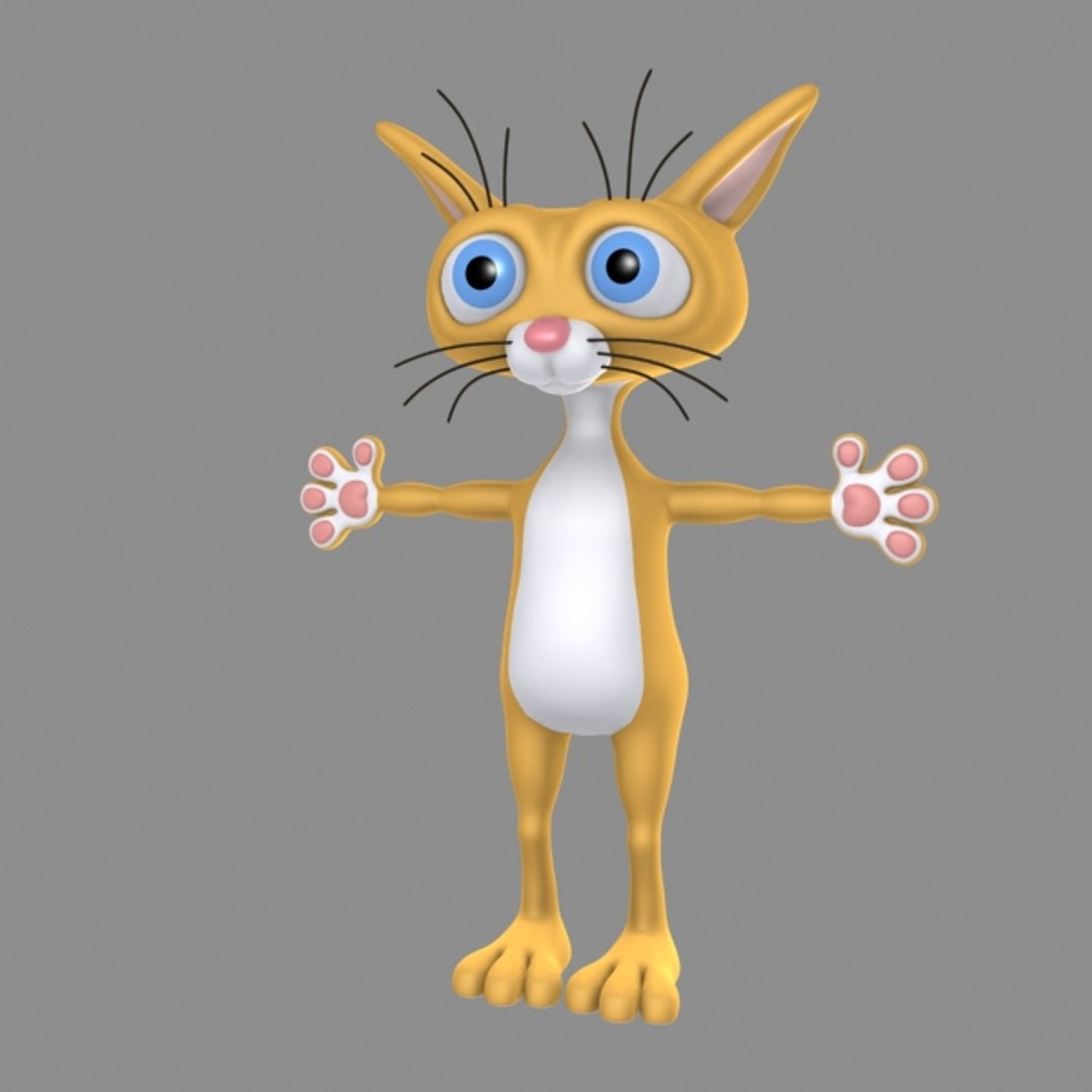 3d Simple Biped Cartoon Cat Model
