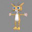 3d Simple Biped Cartoon Cat Model