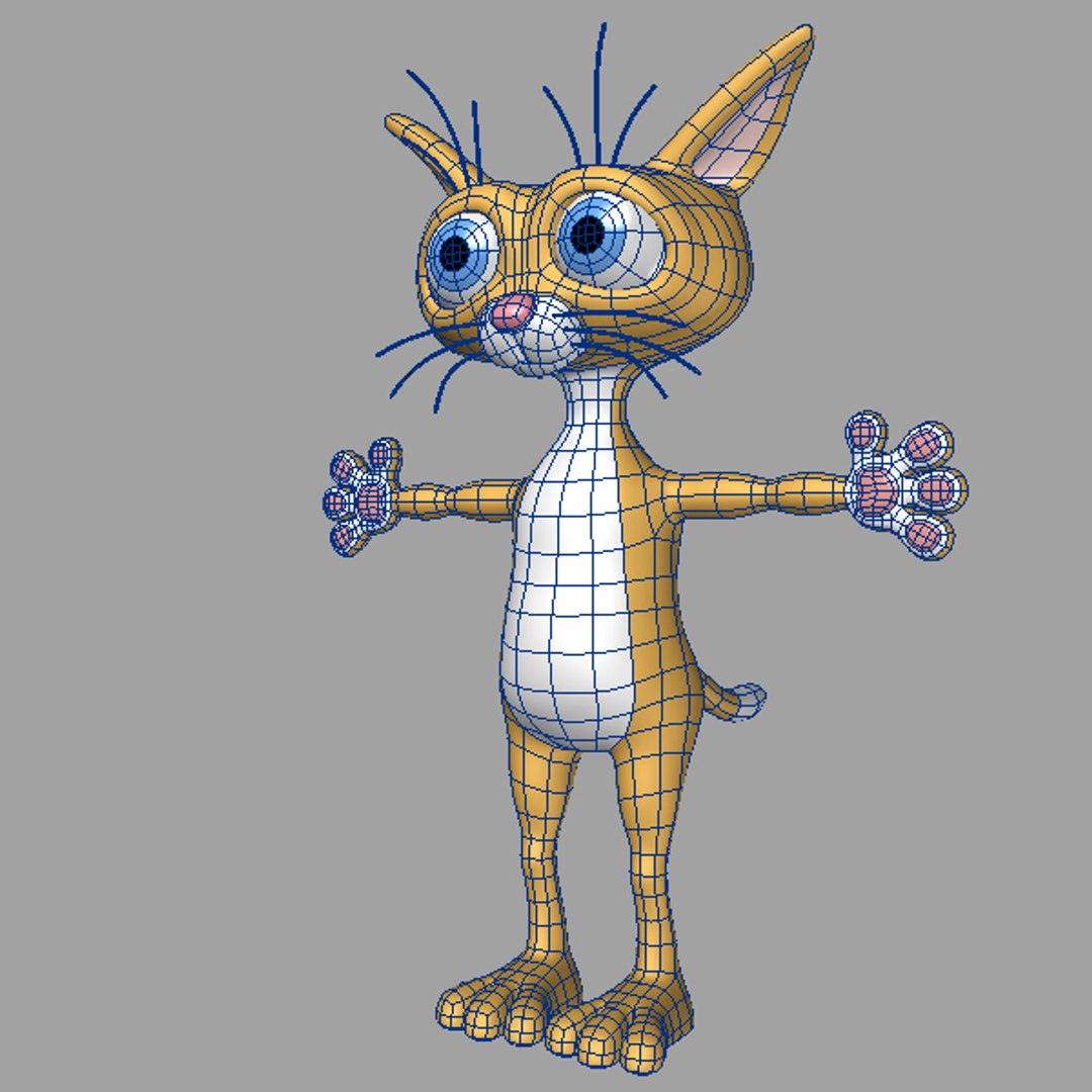 3d Simple Biped Cartoon Cat Model