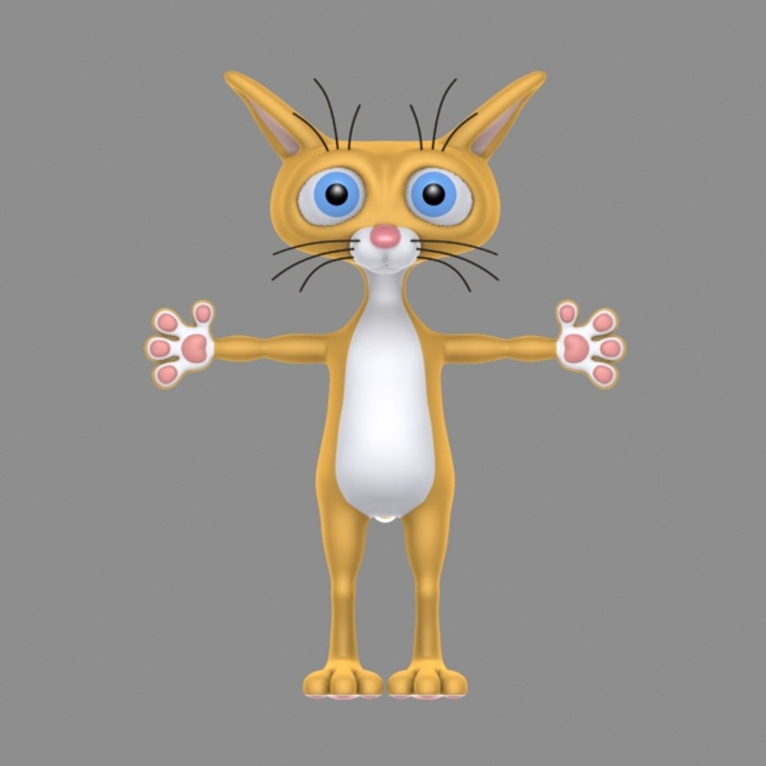 3d Simple Biped Cartoon Cat Model