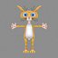 3d Simple Biped Cartoon Cat Model