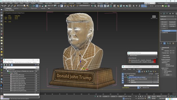 modelo 3d Busto de Donald Trump sobre pedestal - TurboSquid 2313987