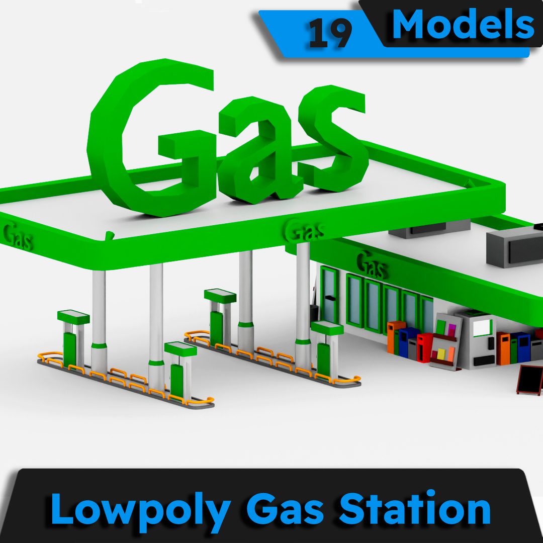 3D model Low poly Gas Station - TurboSquid 1853713