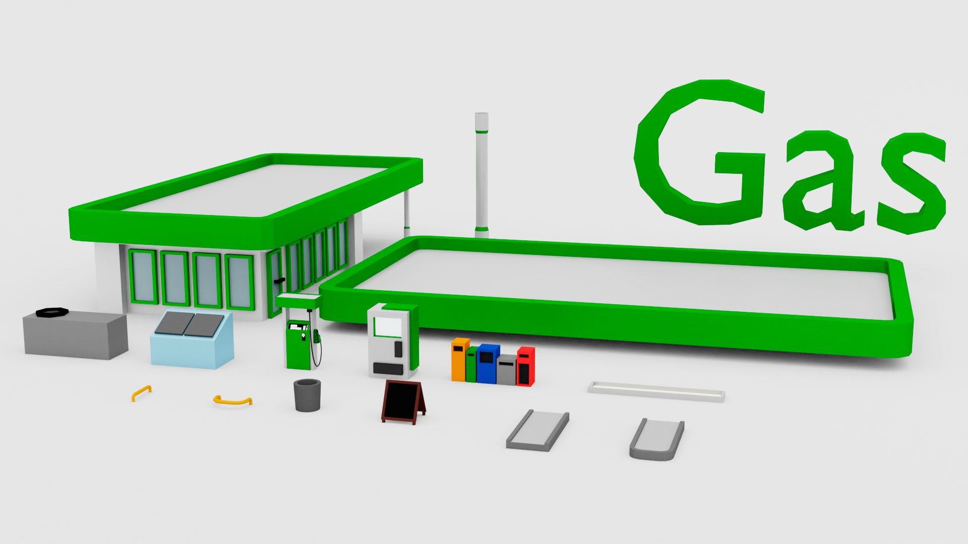 3D Model Low Poly Gas Station - TurboSquid 1853713