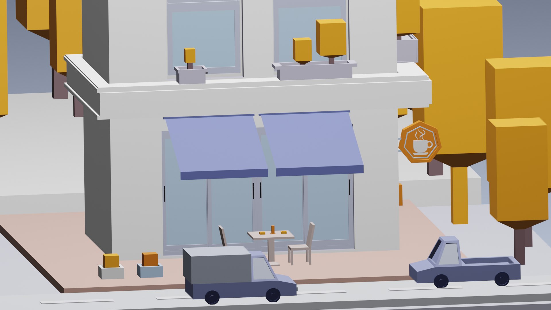 3d Low-poly Cafe Model - TurboSquid 2090034