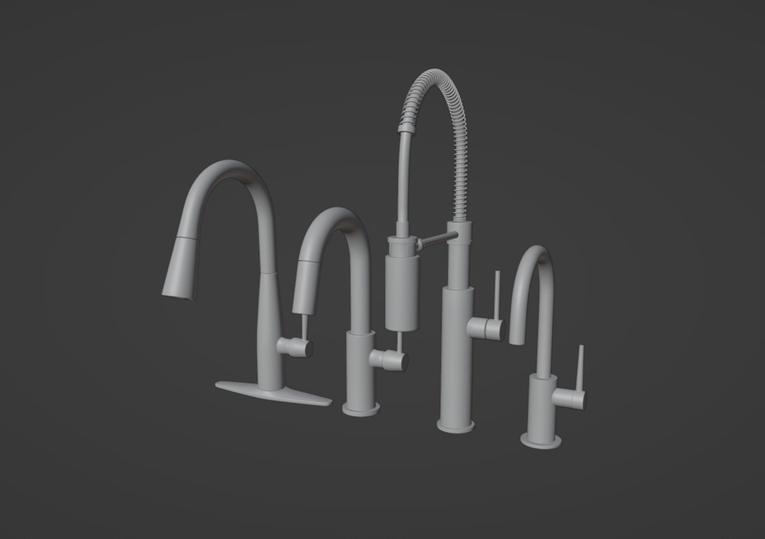 Kitchen Faucet Pack 01 3D Model - TurboSquid 2100377