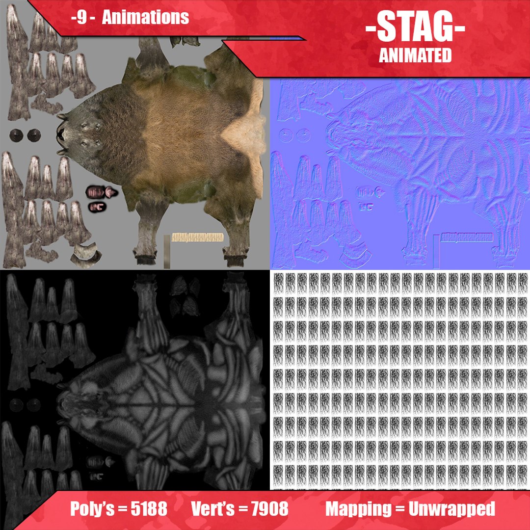 3d Model Stag Animations