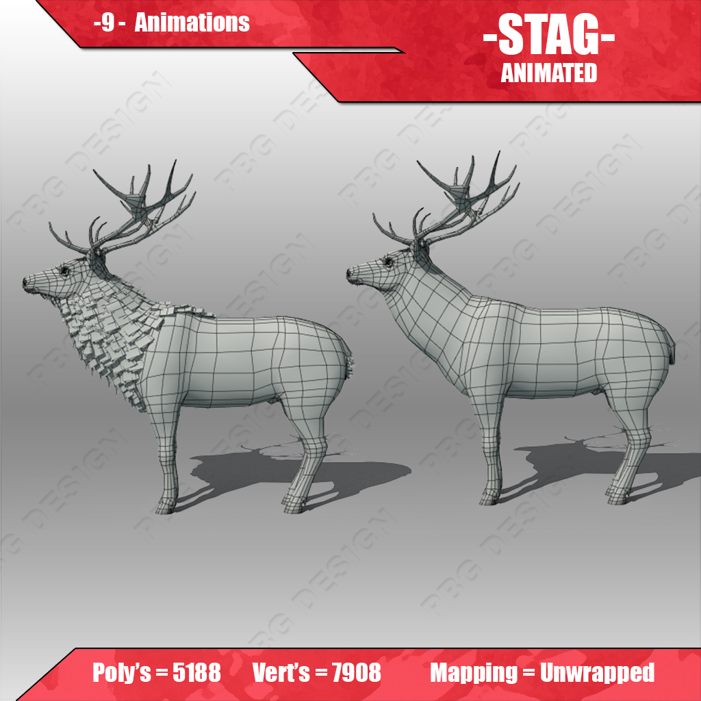 3d model stag animations