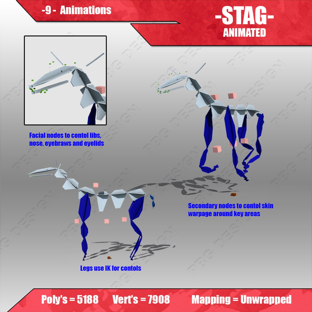 3d Model Stag Animations