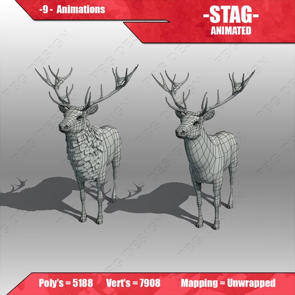 3d model stag animations