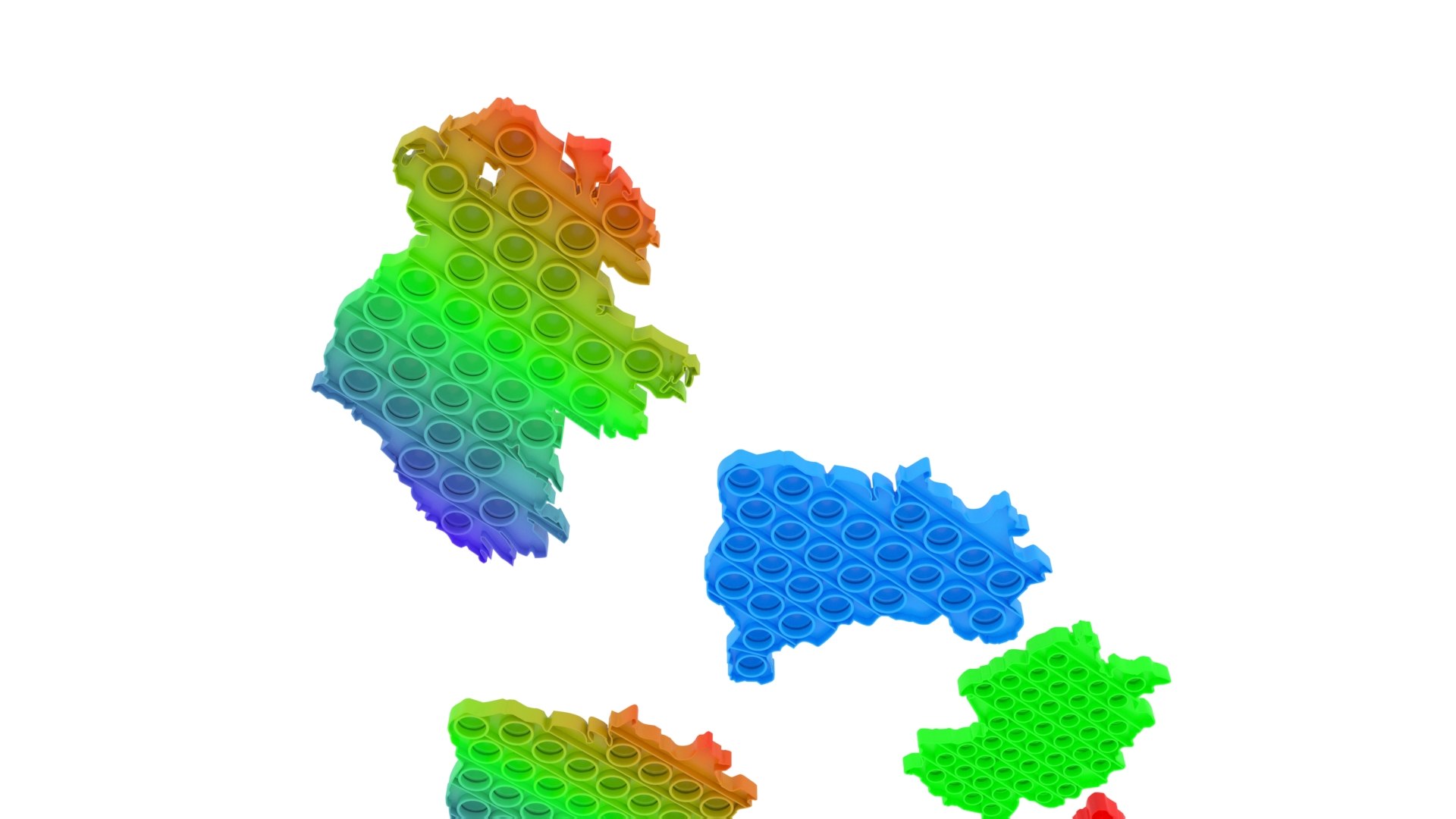 Maps Of Different Country Pop It Fidget Toys Set Model - TurboSquid 1762457