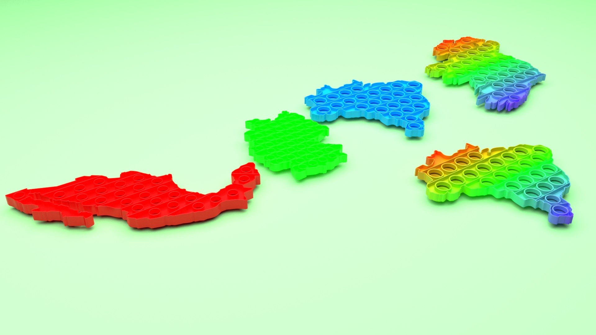 Maps Of Different Country Pop It Fidget Toys Set Model - TurboSquid 1762457