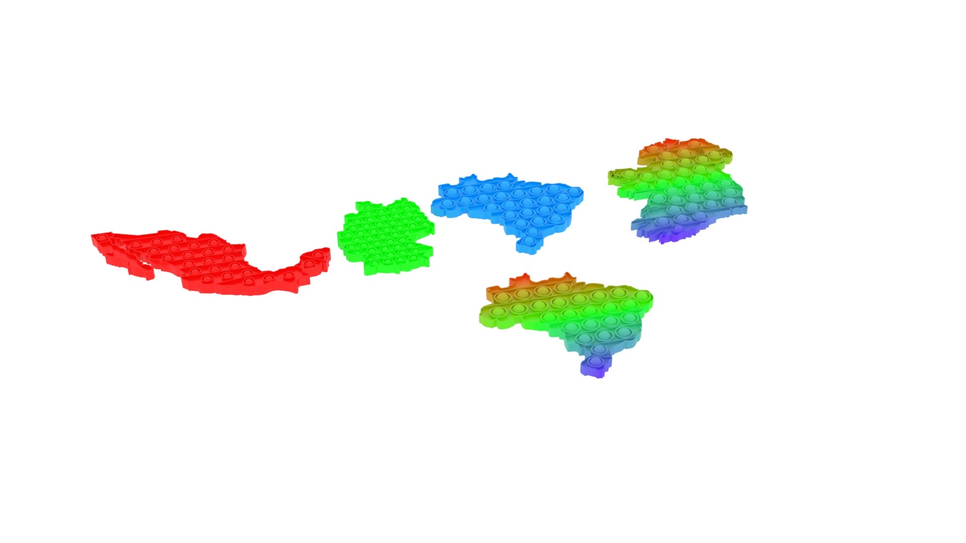 Maps Of Different Country Pop It Fidget Toys Set Model - TurboSquid 1762457