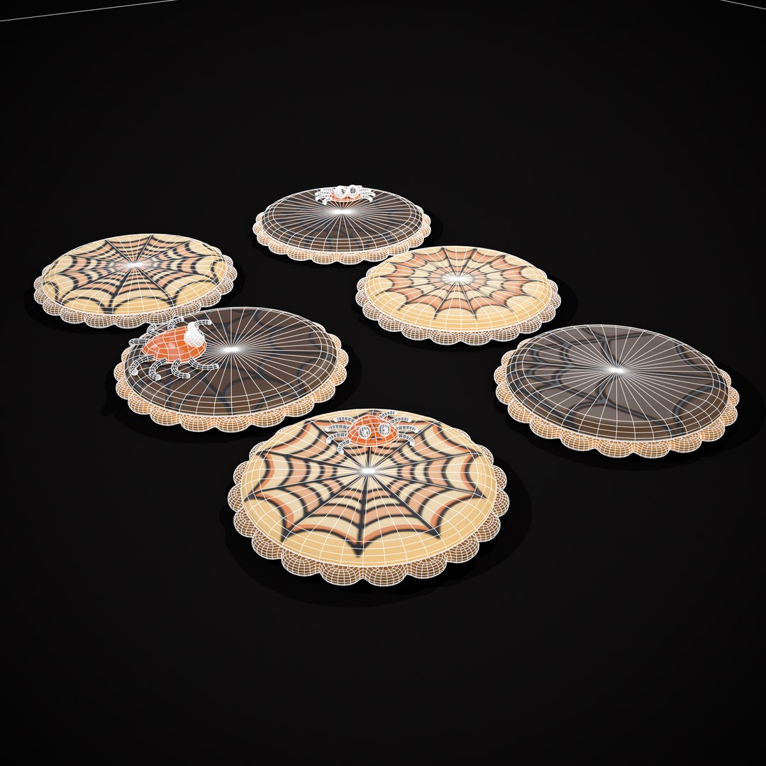Six Round Spider Web Cookies 3D model - TurboSquid 1980082