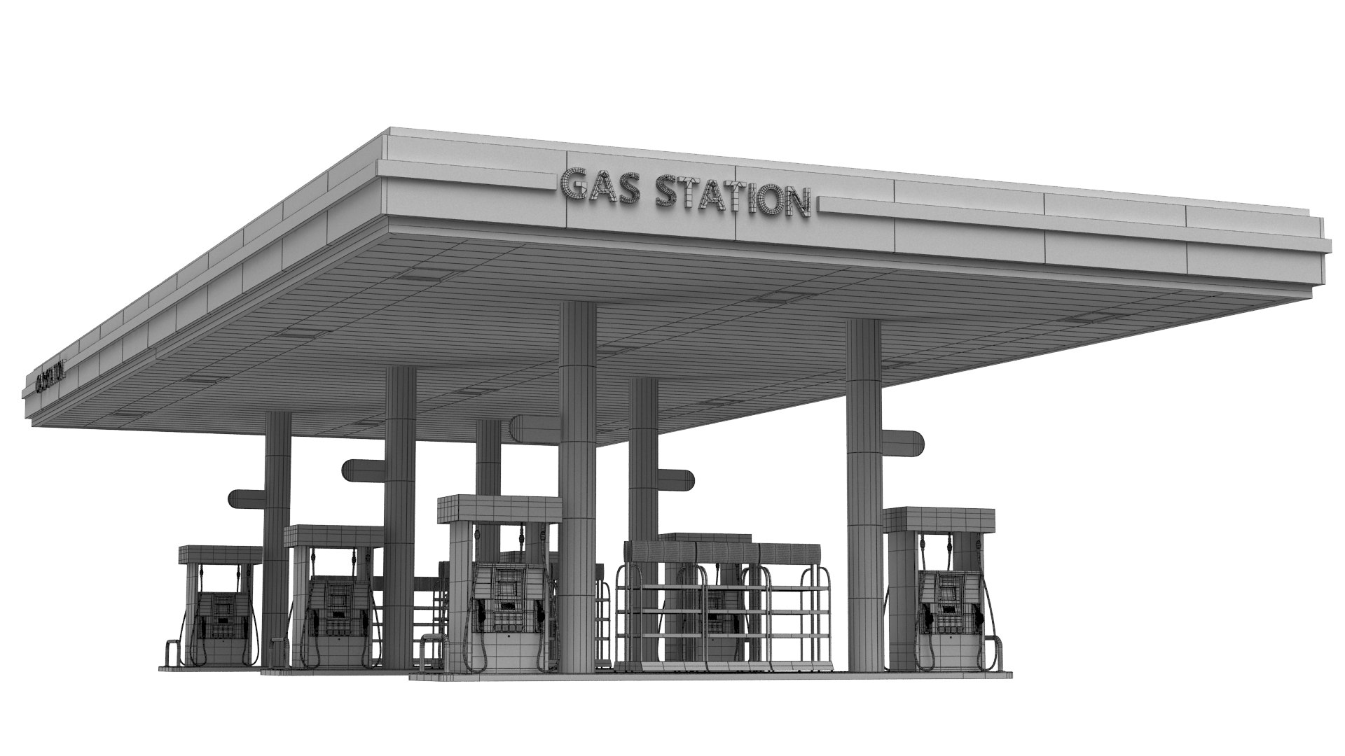 3D Gas Station Canopy Model - TurboSquid 2036420