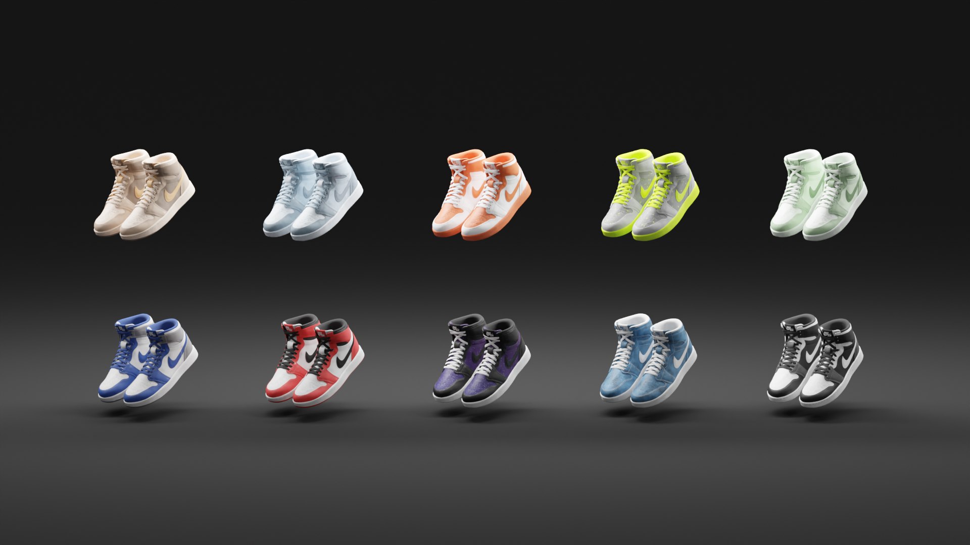 3D Air Jordan Nike Shoes - Pack Of 10 - Highpoly - TurboSquid 2191999