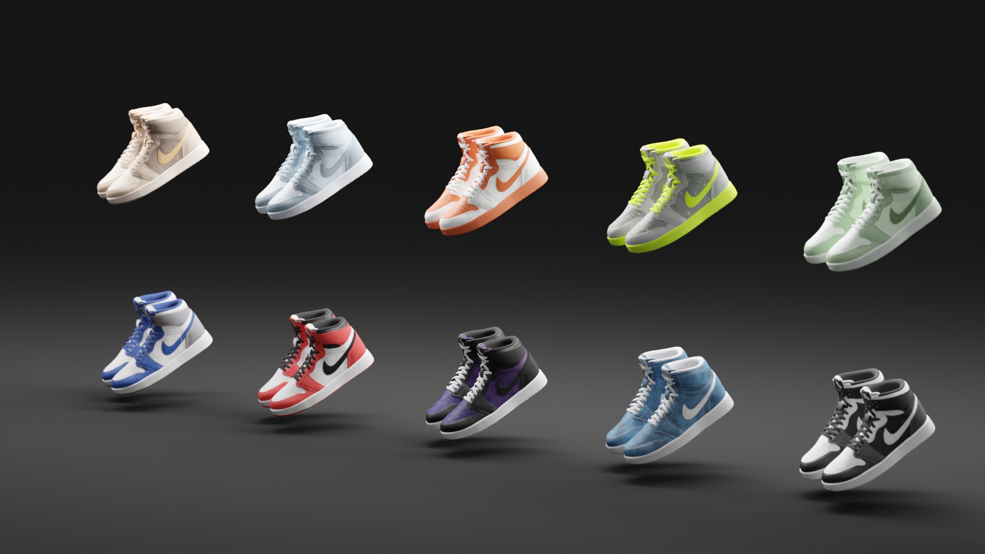 3D Air Jordan Nike Shoes - Pack Of 10 - Highpoly - TurboSquid 2191999