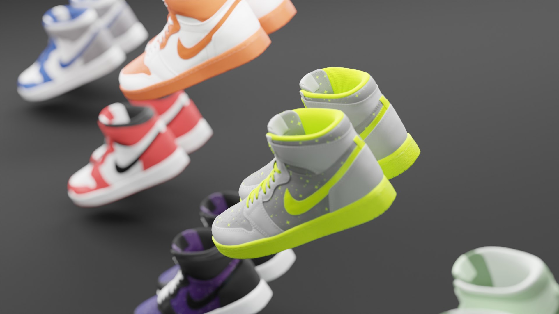 3D Air Jordan Nike Shoes - Pack Of 10 - Highpoly - TurboSquid 2191999