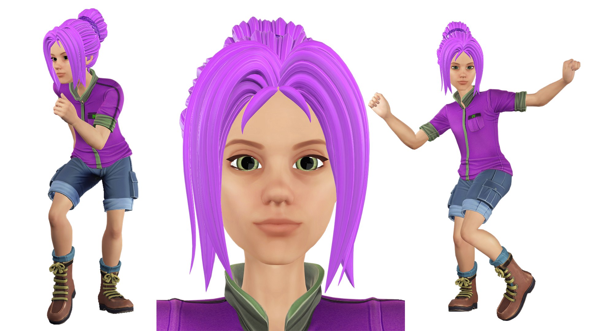 3D Cartoon Rigged Cute Little Girl-Shina Character 3D Model Model ...