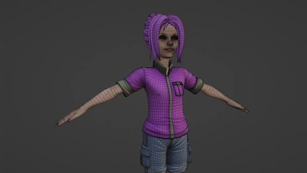 modelo 3d Personaje de niña Shina linda aparejada de dibujos animados ...