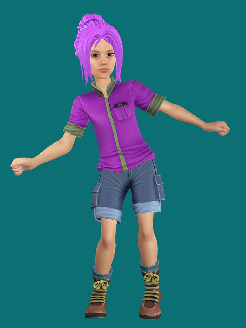 3D Cartoon Rigged Cute Little Girl-Shina Character 3D Model Model ...