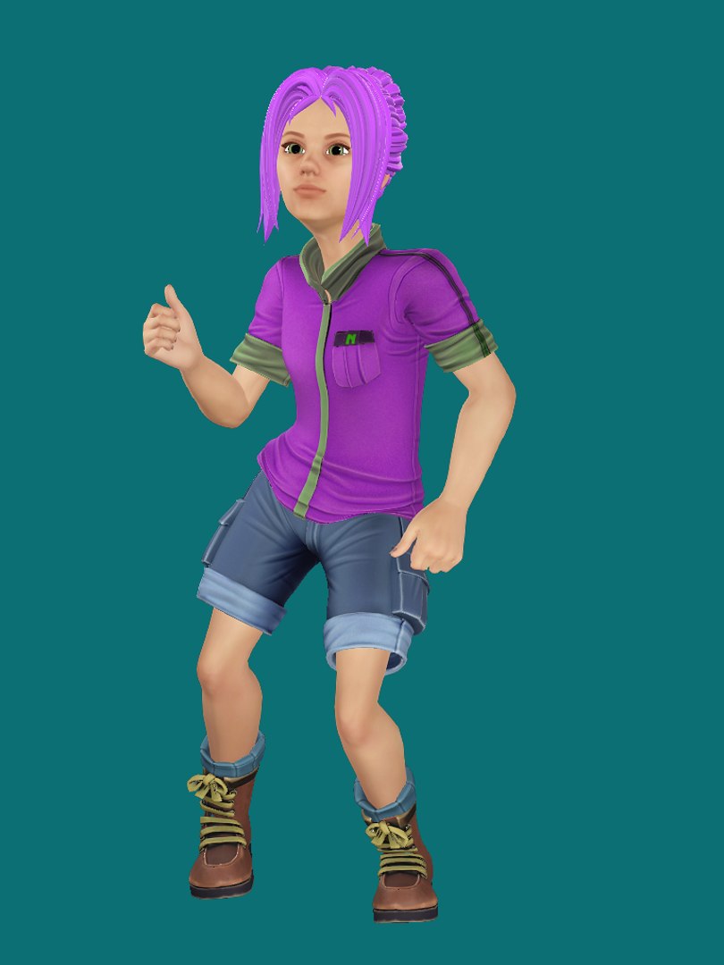 3D Cartoon Rigged Cute Little Girl-Shina Character 3D Model Model ...