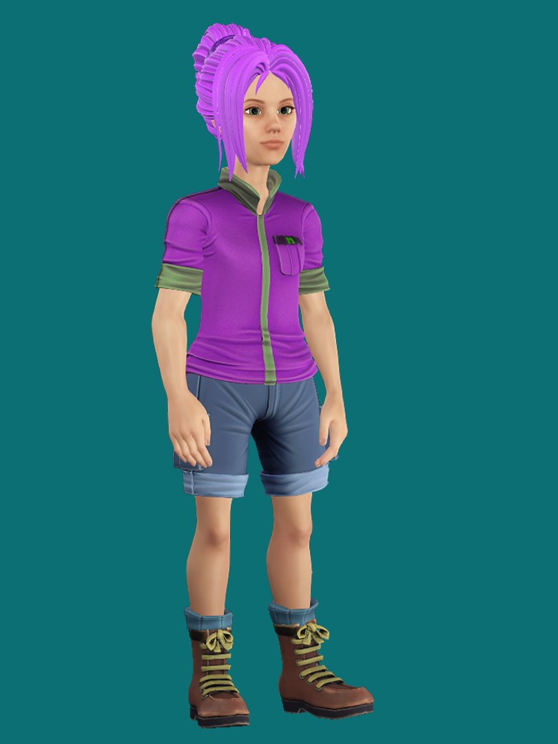 3D Cartoon Rigged Cute Little Girl-Shina Character 3D Model Model ...