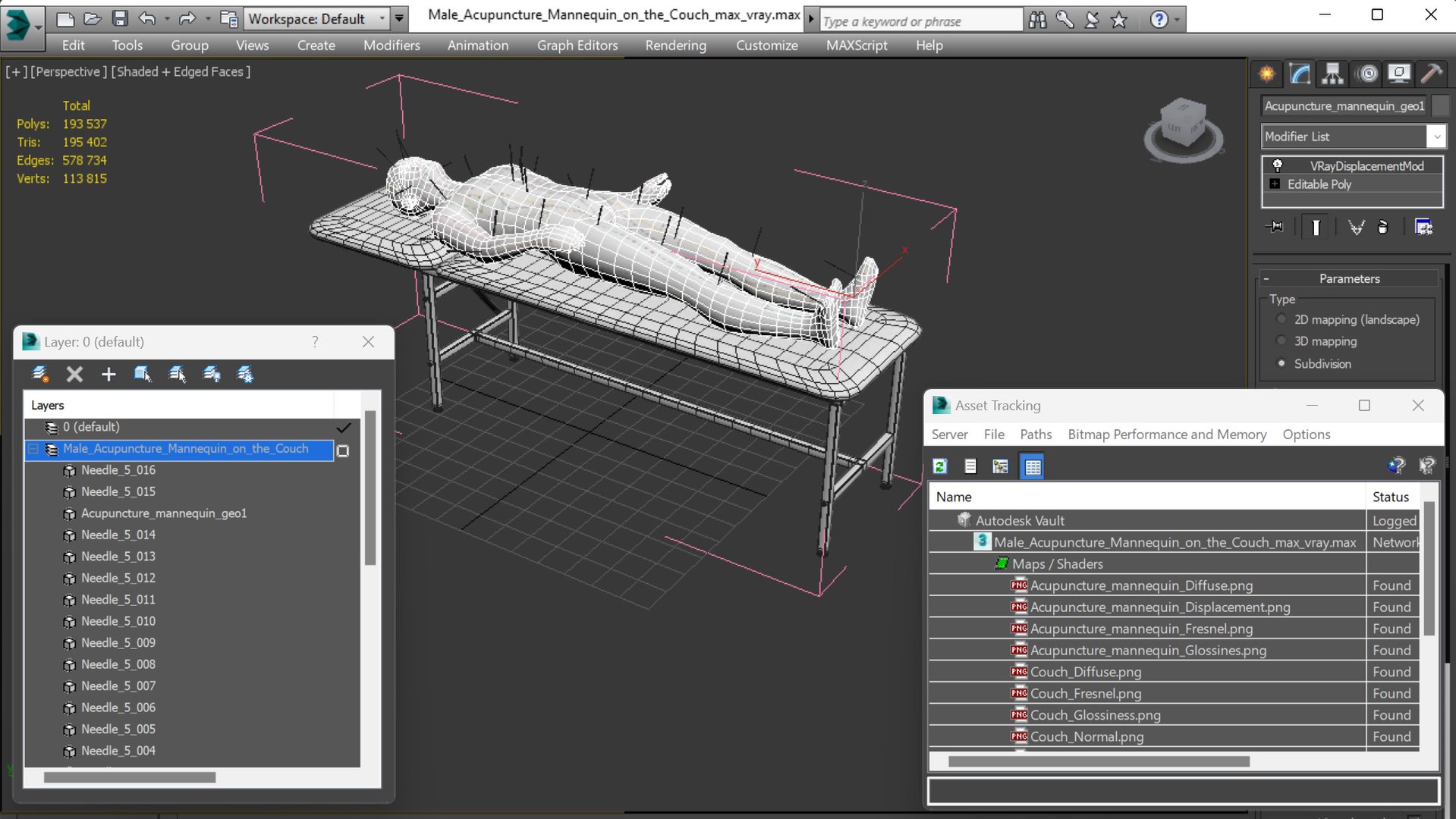 Male Acupuncture Mannequin On The Couch 3D - TurboSquid 2253639