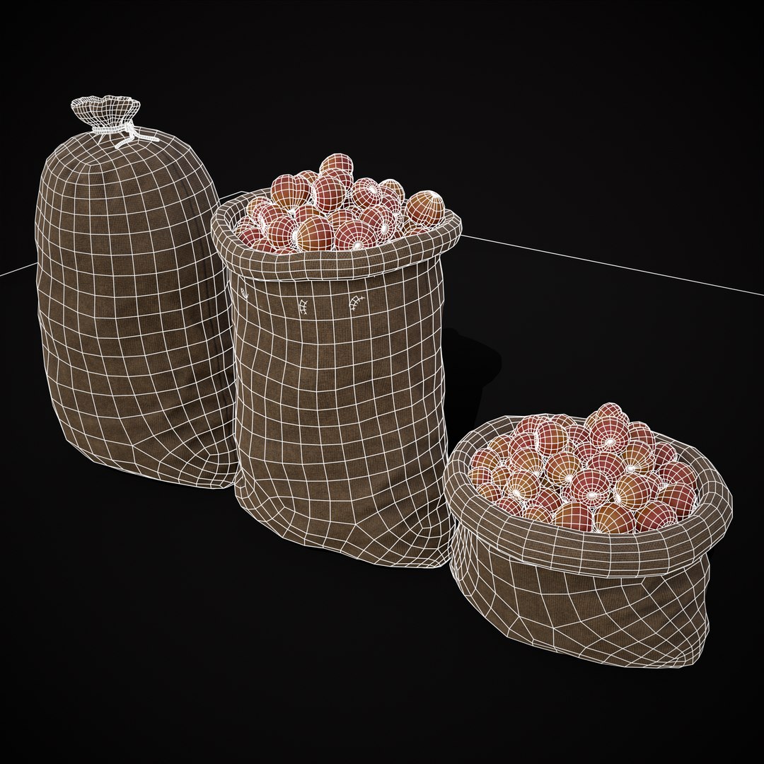 Burlap Sacks Of Peaches 3D Model - TurboSquid 2240115
