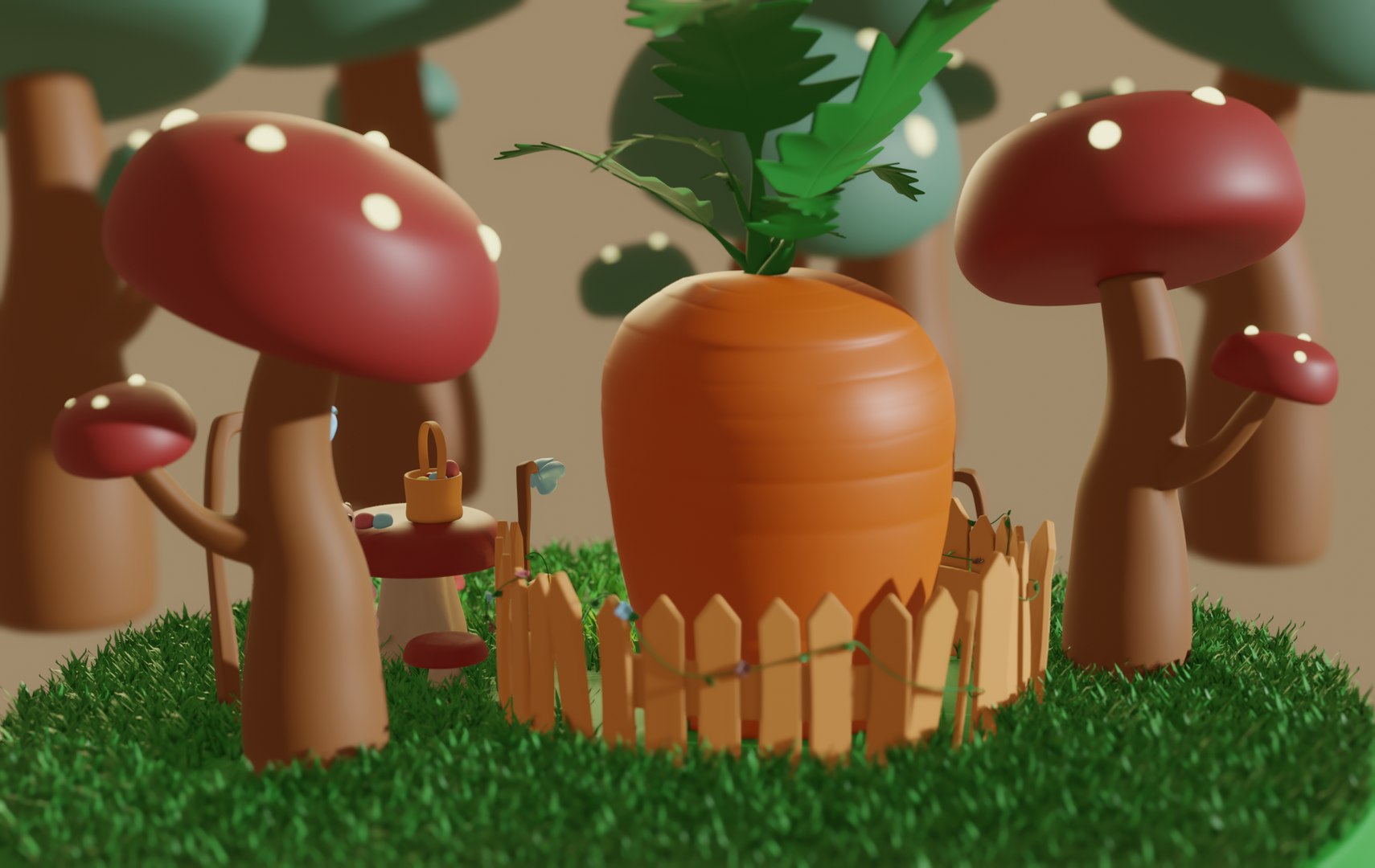 Easter Scene Bunny Carrot House 3D Model - TurboSquid 1875779