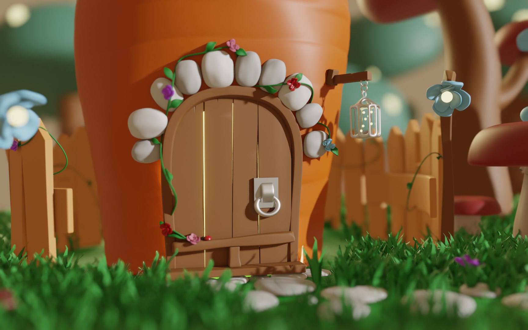 Easter Scene Bunny Carrot House 3D Model - TurboSquid 1875779